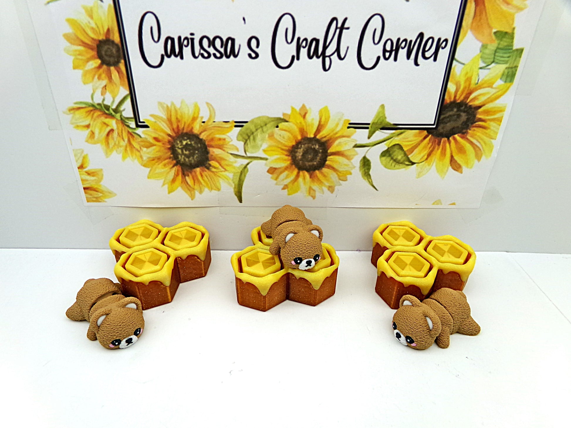 HoneyComb Clicker and Bear Cover Minder set – Carissa's Craft Corner